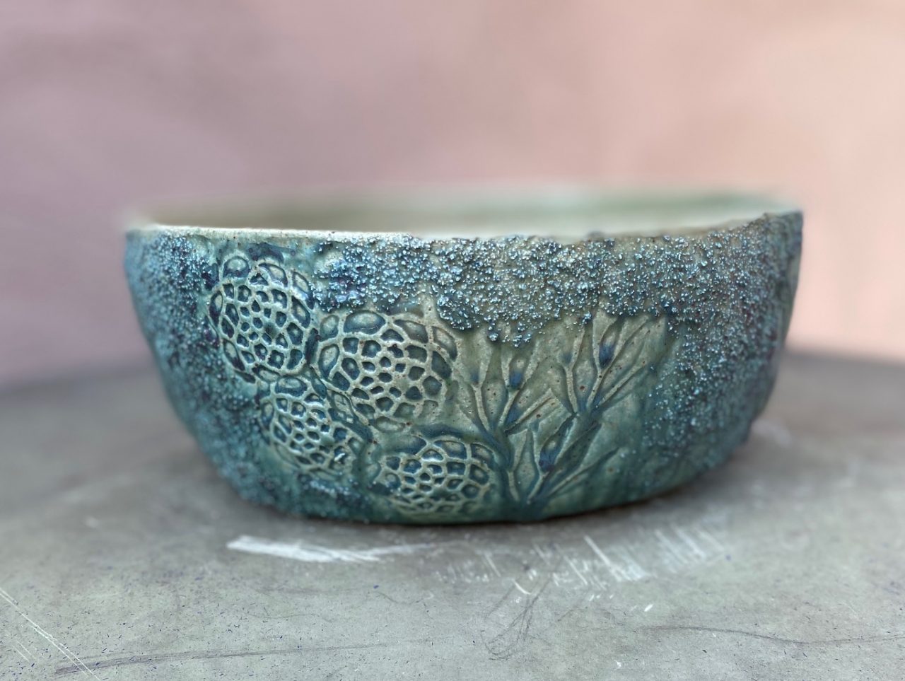 9" Green Botanic Planter - Susan Aach Ceramics