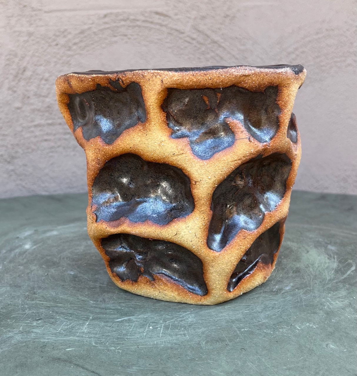 5" Clementine Orange Bamboo Planter - Susan Aach Ceramics